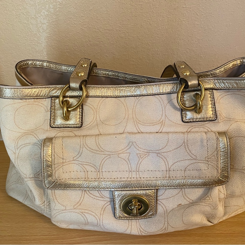 Guc Coach Cream&Gold Tote - Gem